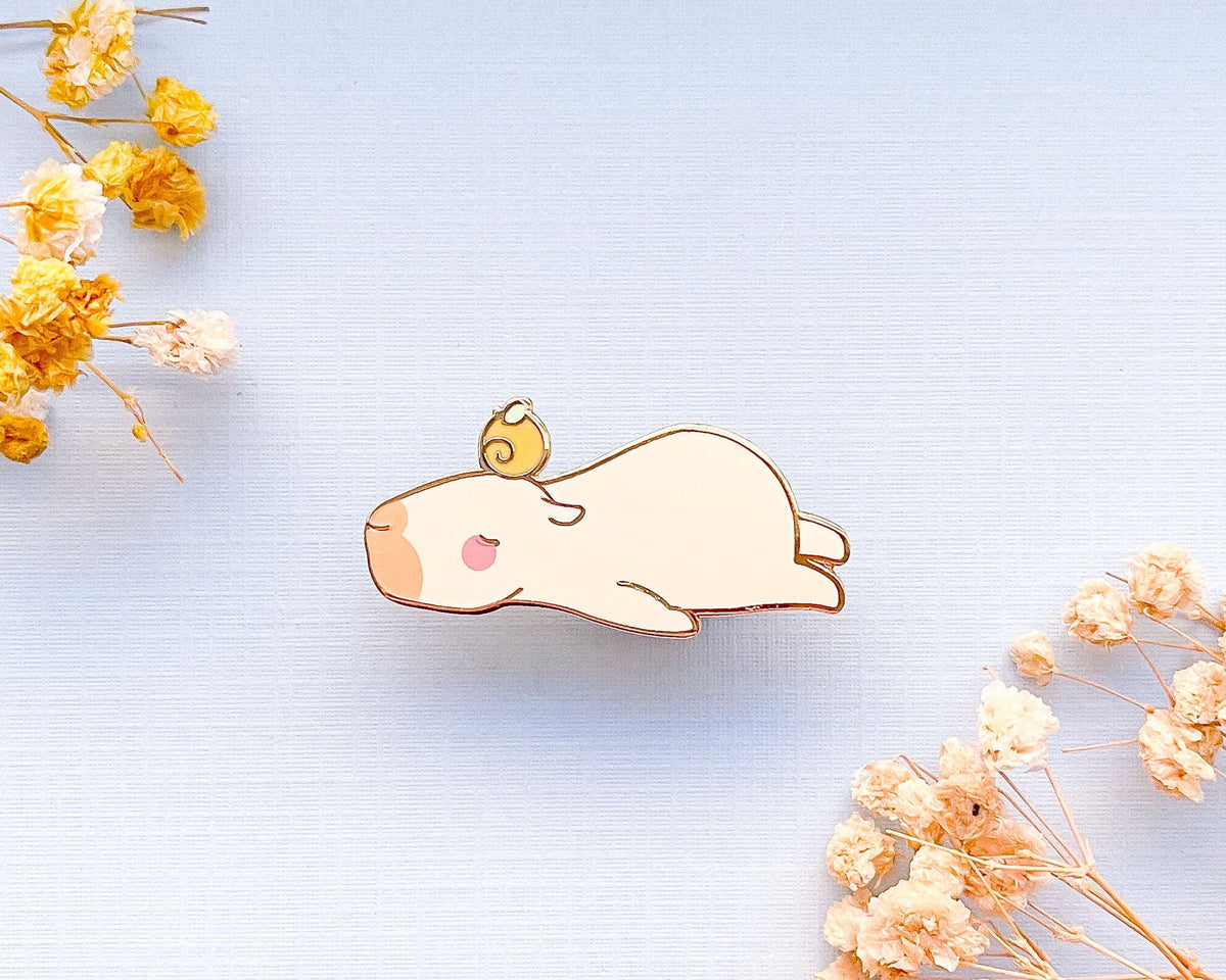 Curly the Capybara Lying Down Enamel Pin: Locking Pin Back – Esthersfabrics
