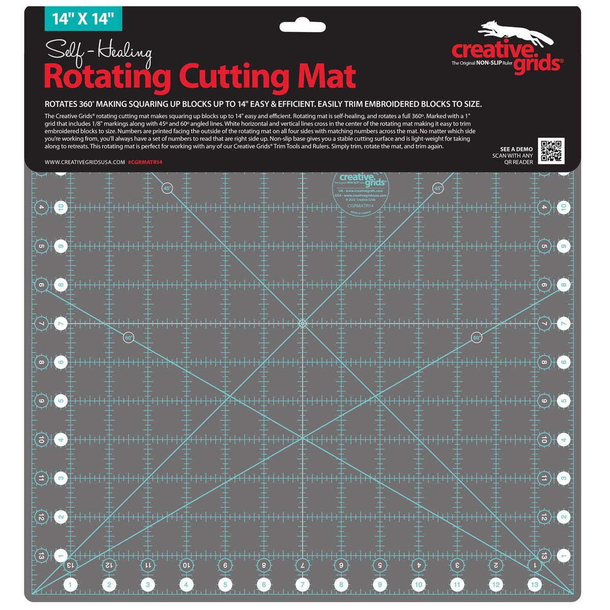 Creative Grids Self-Healing Rotating Rotary Cutting Mat 14in x 14in ...