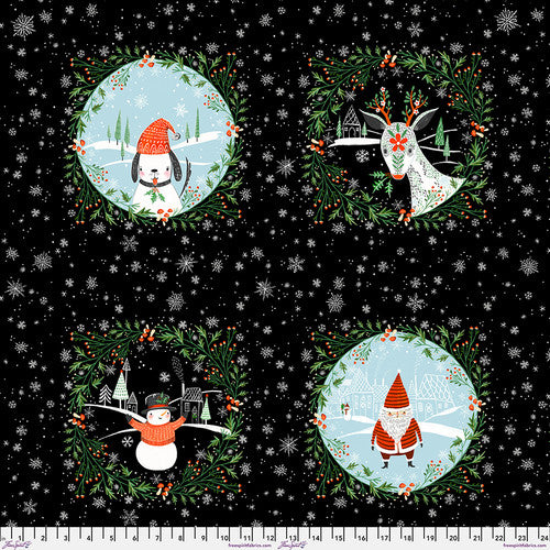 Freespirit Fabrics Winter Joy Snow Globe in Black by Cori Dantini ...