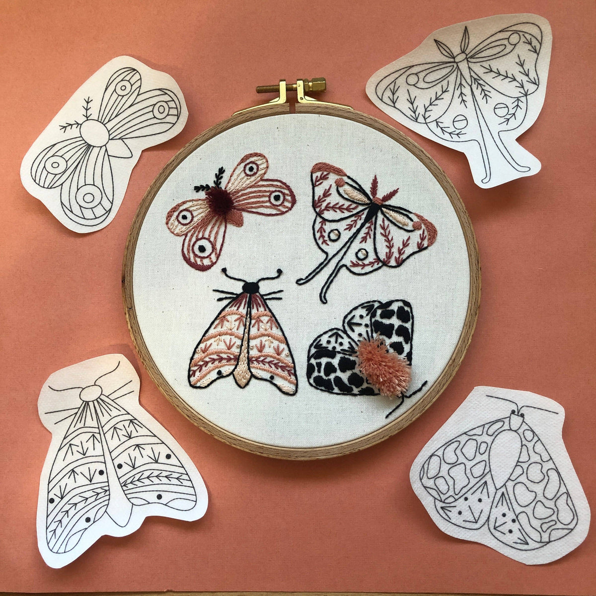 Moths - Bug Hand Embroidery - Peel Stick & Stitch Patterns – Esthersfabrics